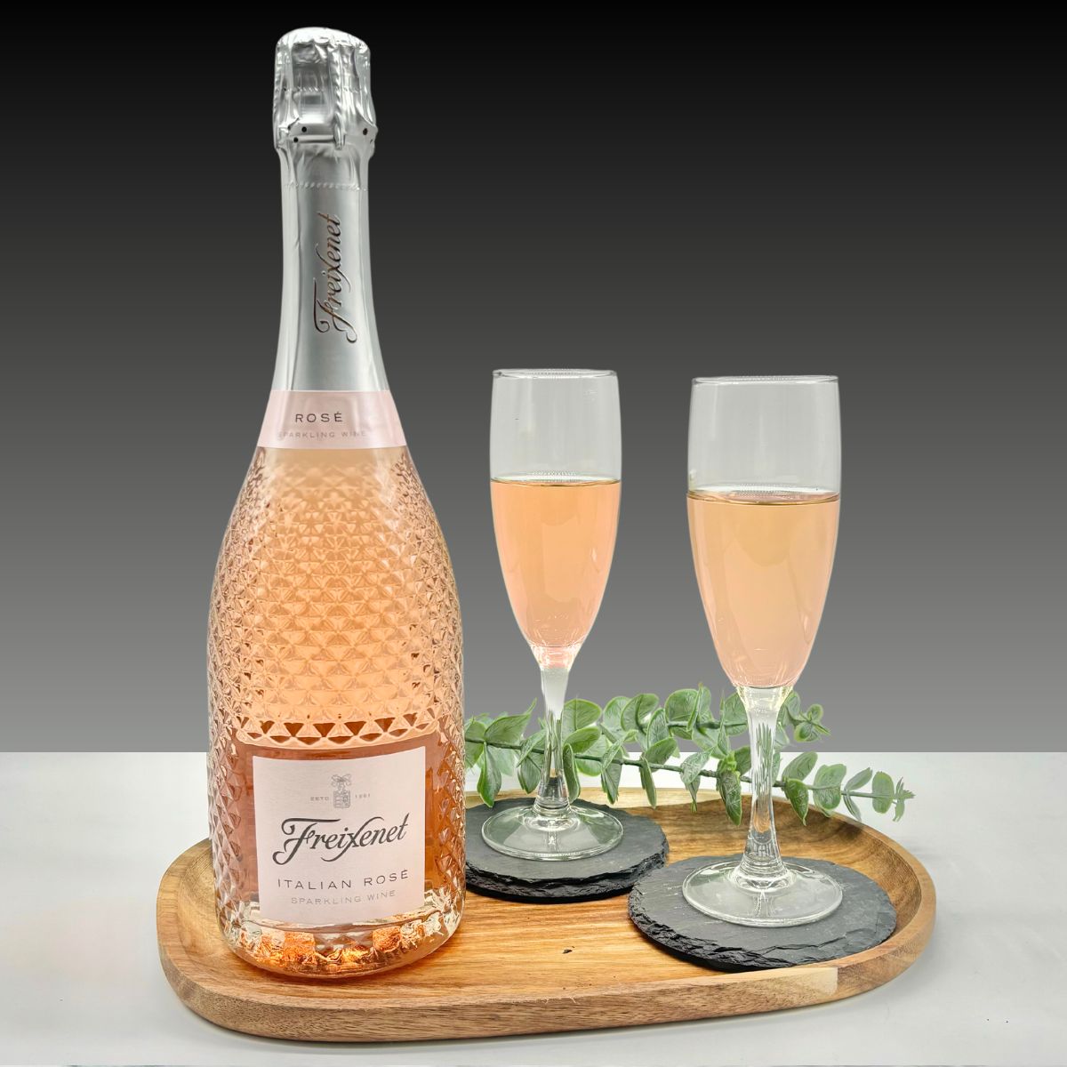 Freixenet Italian Sparkling Rose Extra Dry Wine 75cl 2 x Champagne flu ...