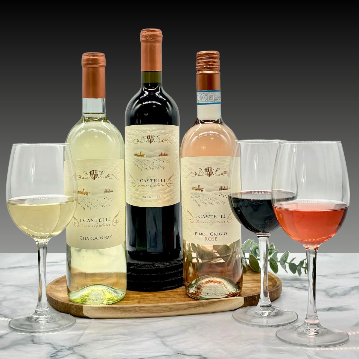 I Castelli Merlot, Pinot Grigio Rosé & Pinot Grigio Wine Trio Gift Set ...