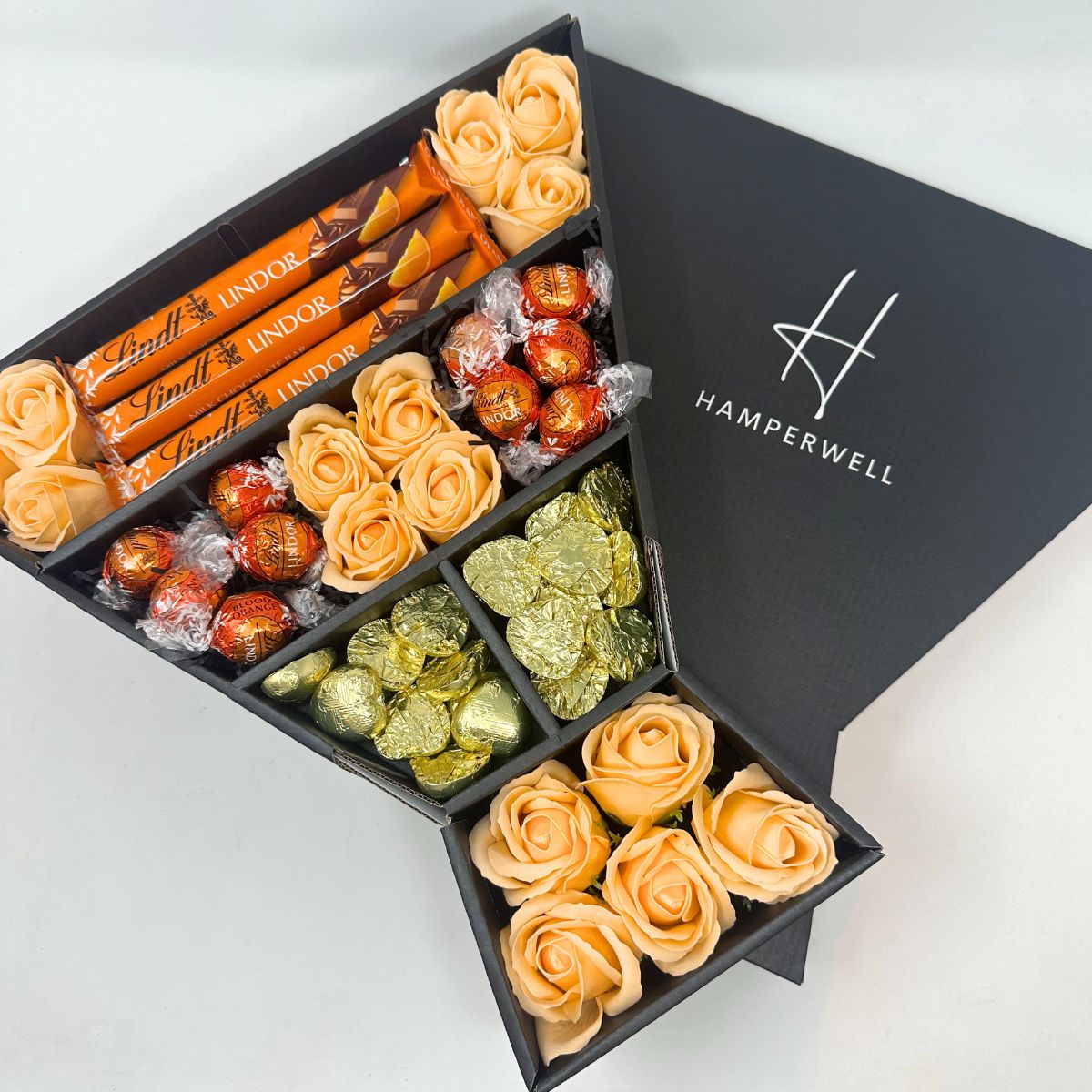 Lindt Lindor Signature Chocolate Bouquet With Peach Roses – HamperWell
